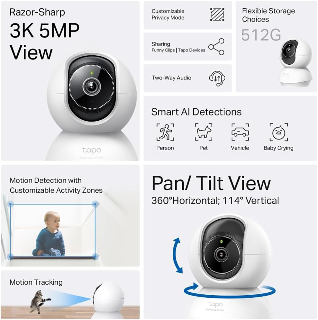 TP-Link Tapo C230 Security Camera / 3K 5MP / Mobile Live View & Control ...